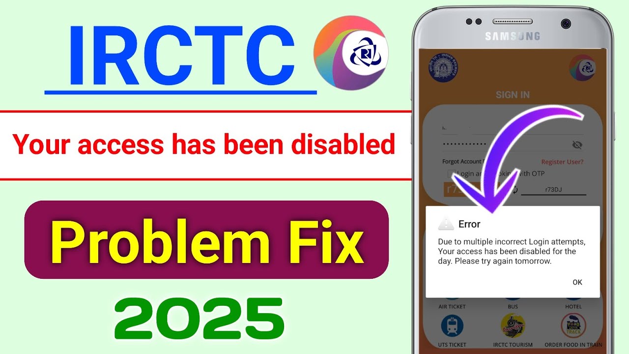 IRCTC Due to multiple incorrect Login attempts | IRCTC Your access has ...