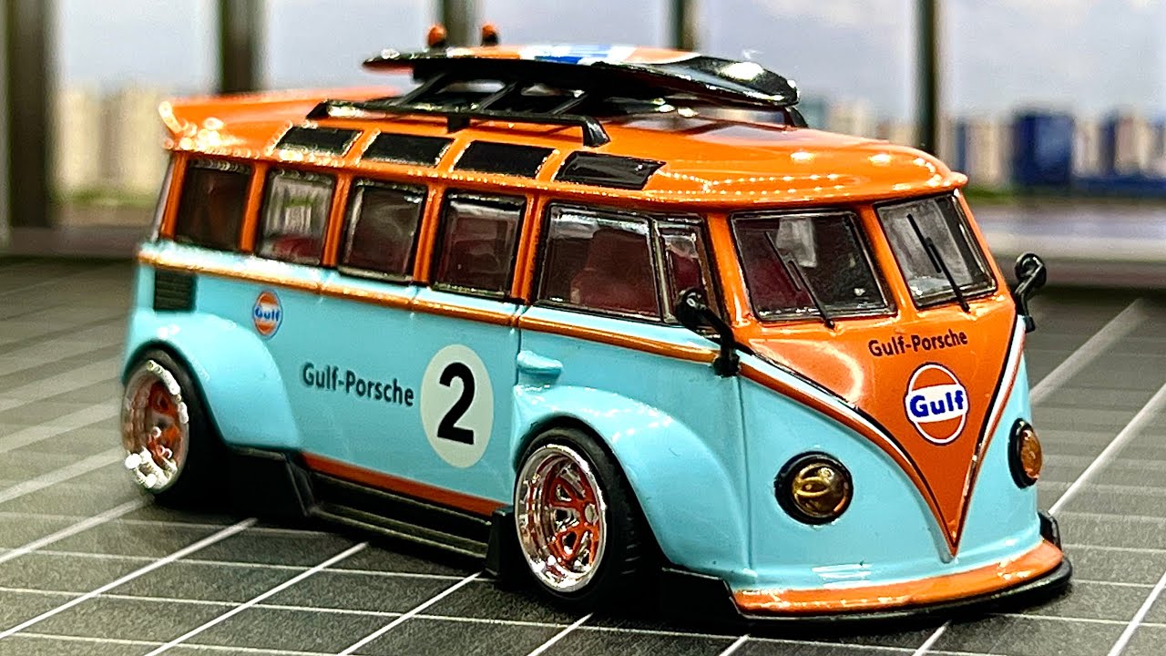 LIBERTY 64 MODELS Volkswagen T1 Gulf Custom Bus with Widebody Kit. 1/64 ...