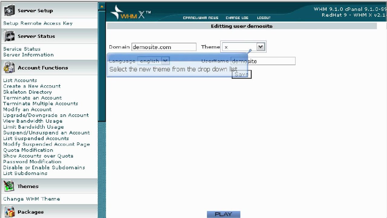 WHM Tutorials : How to change the cpanel theme - YouTube