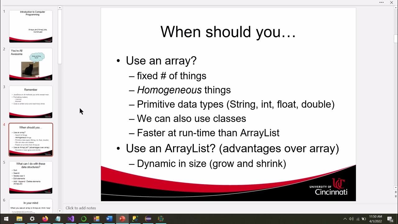 Arrays and ArrayLists, continued - YouTube