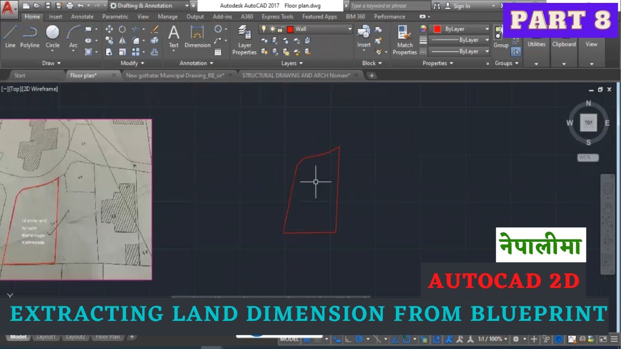 Tracing the Land from Blueprint || AutoCAD 2D Part 8 ||#autocad # ...