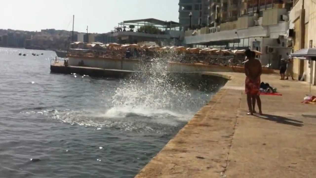 Jumping From Tigne Point's Bridge Malta - YouTube