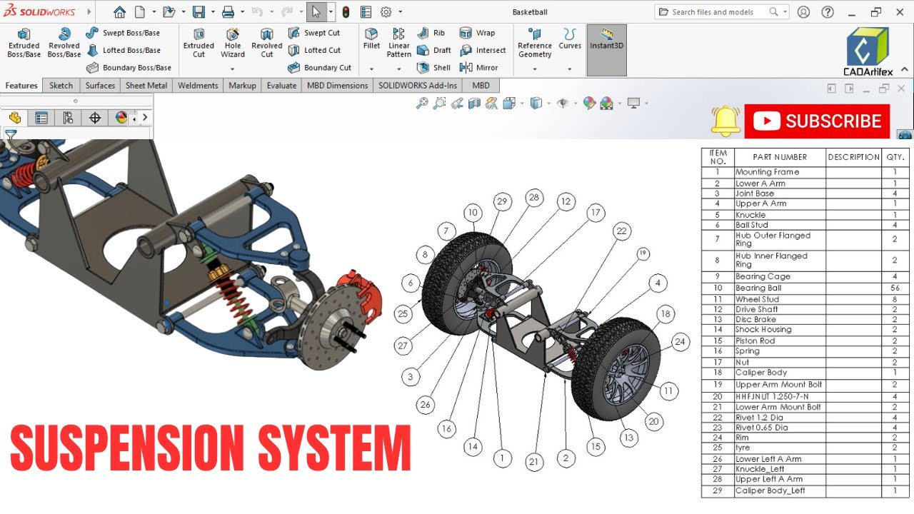 Double Wishbone Suspension System solidworks autodeskfusion360 cad double-wishbone-suspension-system-solidworks-autodeskfusion360-cad