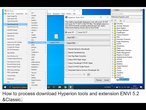 How to process download Hyperion tools add and extension ENVI 5.2 ...