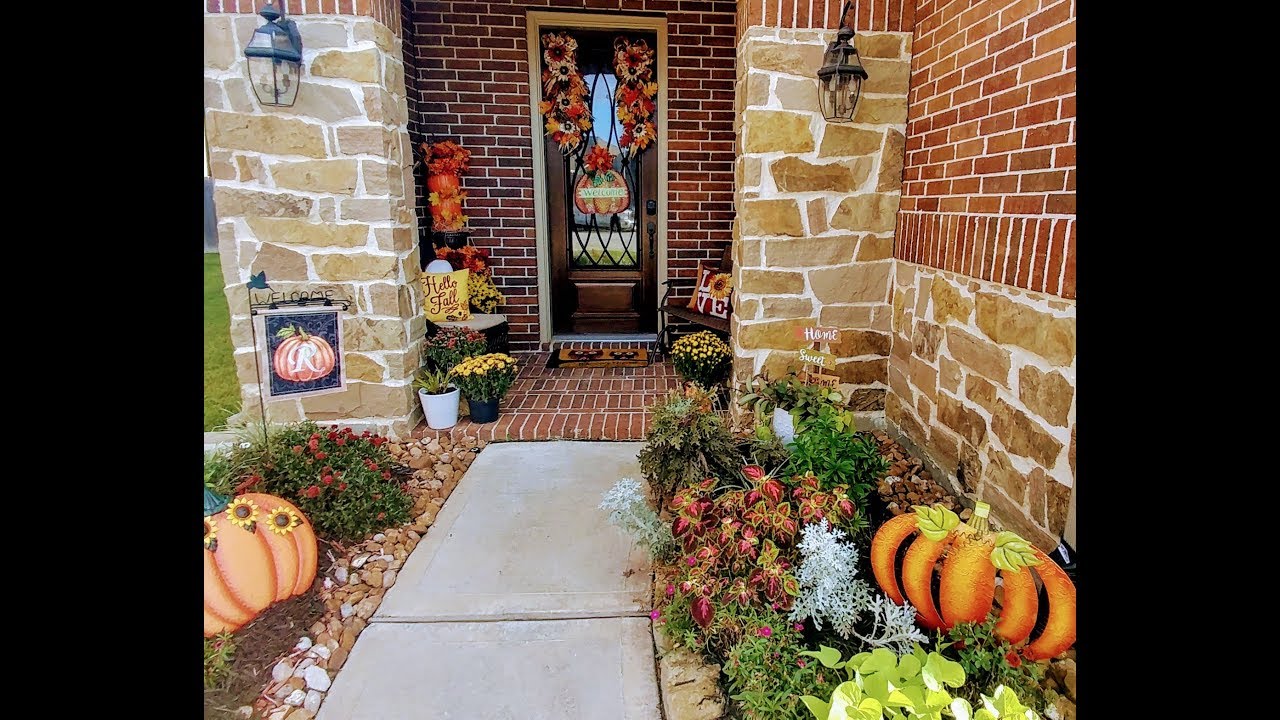 Fall Autumn Home Tour | Part 1 Front Porch and Walkway - YouTube