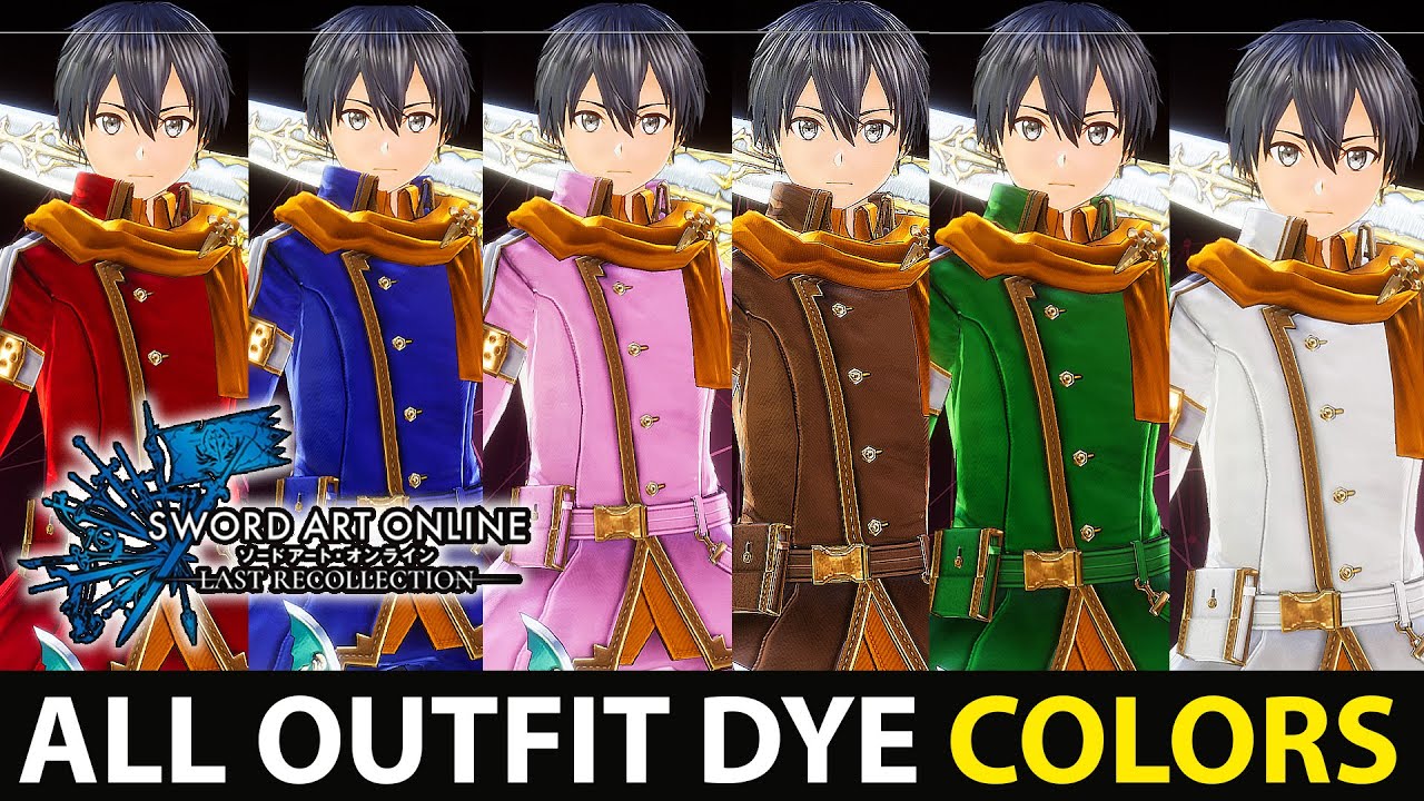 All Outfit Dye Colors - Sword Art Online: Last Recollection - YouTube