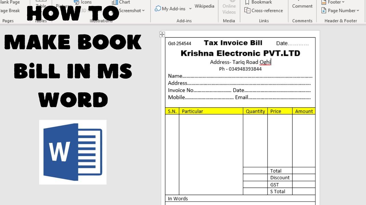 How to make Bill Book in Ms Word? - YouTube