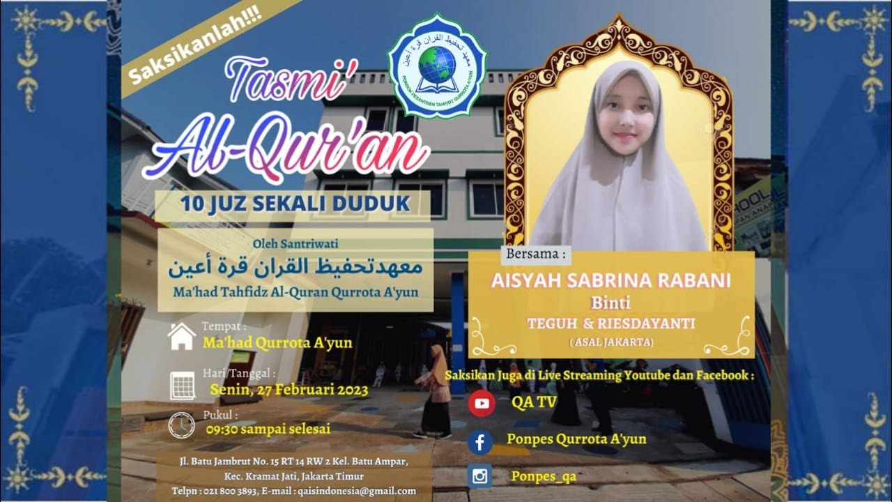 TASMI' 10 JUZ SEKALI DUDUK OLEH ANANDA AISYAH SABRINA RABBANI BINTI ...