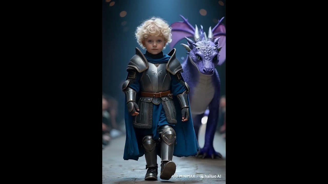 Dragon and Boy. Boy in knight armor and big purple Dragon. House of the ...