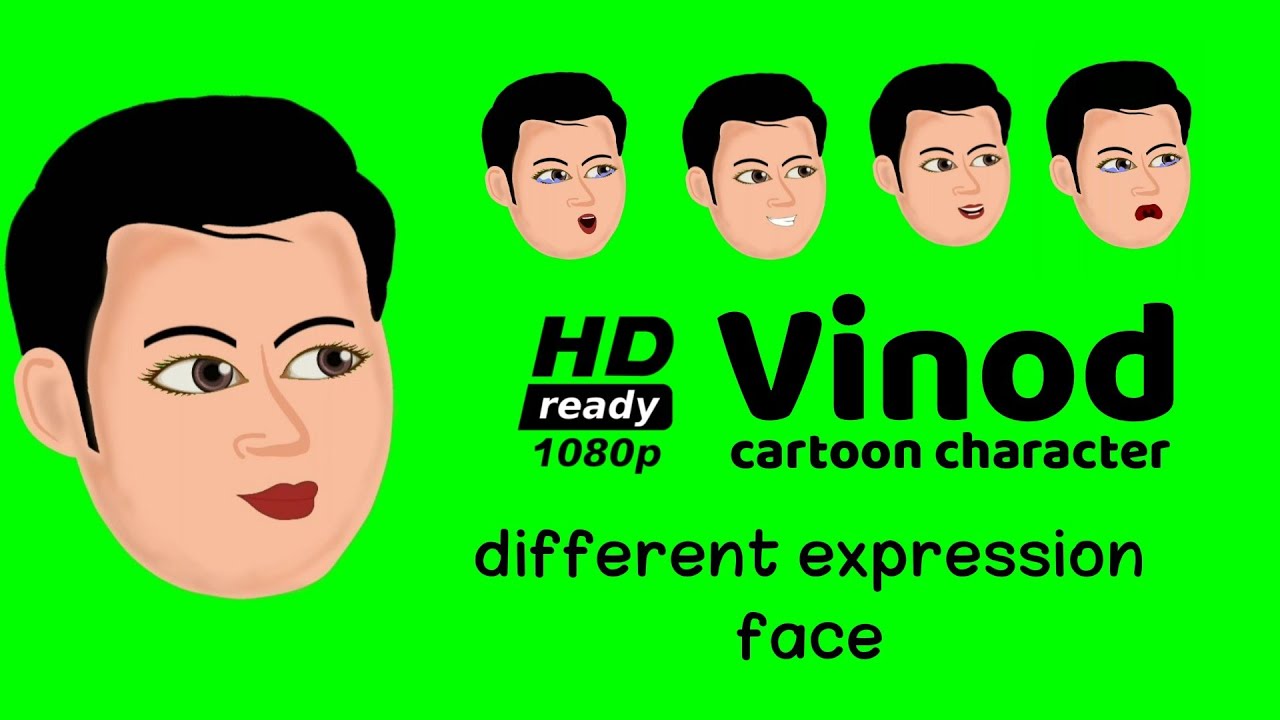 Green Screen Cartoon Character Vinod | Different Expression face ...