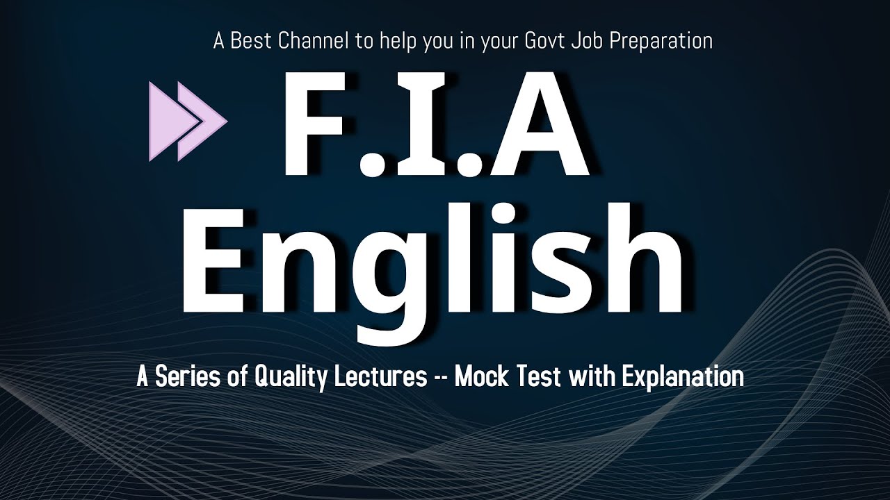 Fia English | fpsc ppsc mcqs | Inspector fia - YouTube