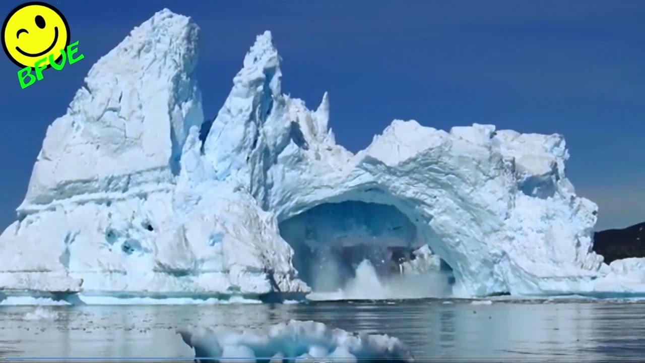Iceberg Collapse - Big Bridge of Ice Collapses into the Ocean - Iceberg ...