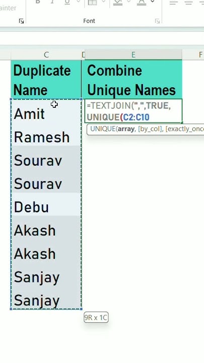 How to concatenate unique values in Excel #excel Excel for Fresher - YouTube