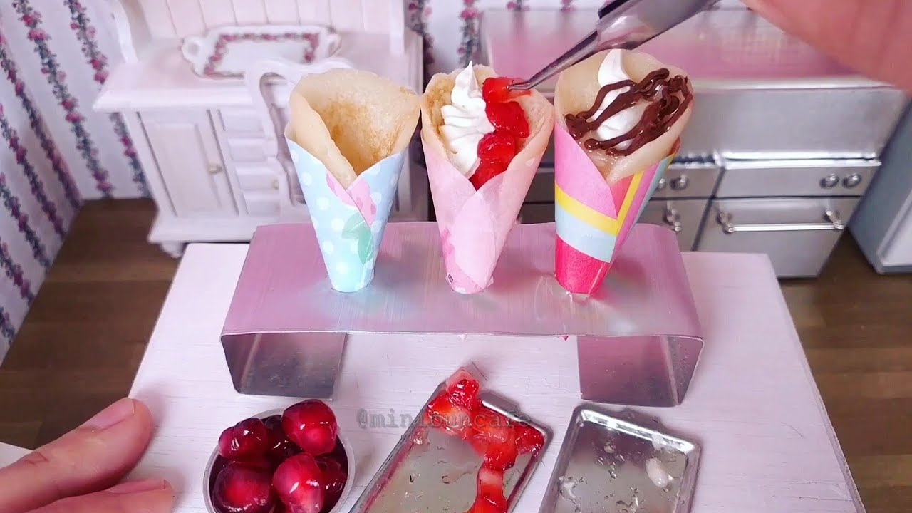 Mini crepe cones! DIY miniature edible crepes like popin cookin! mini ...