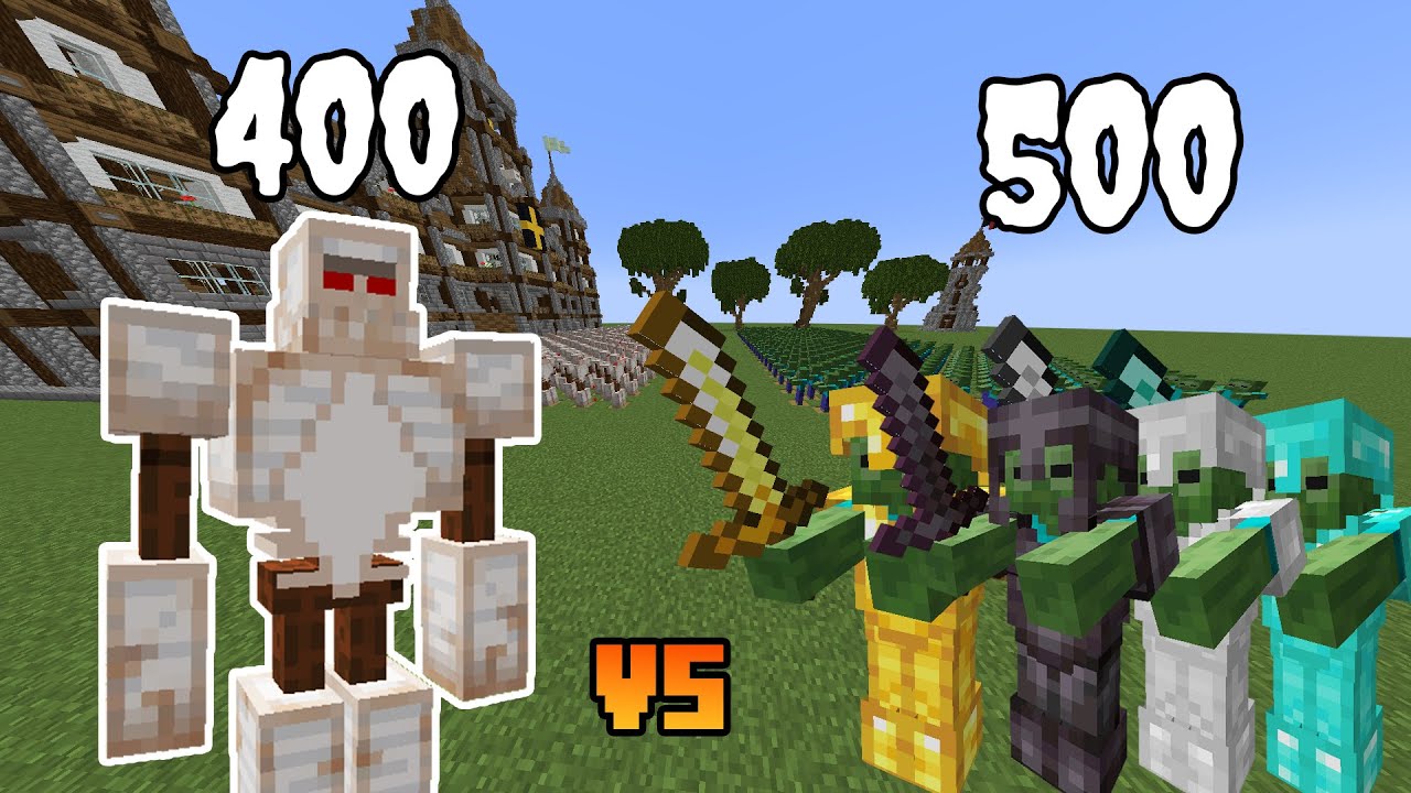 400 Carminite golem vs 500 Zombie in Minecraft - YouTube