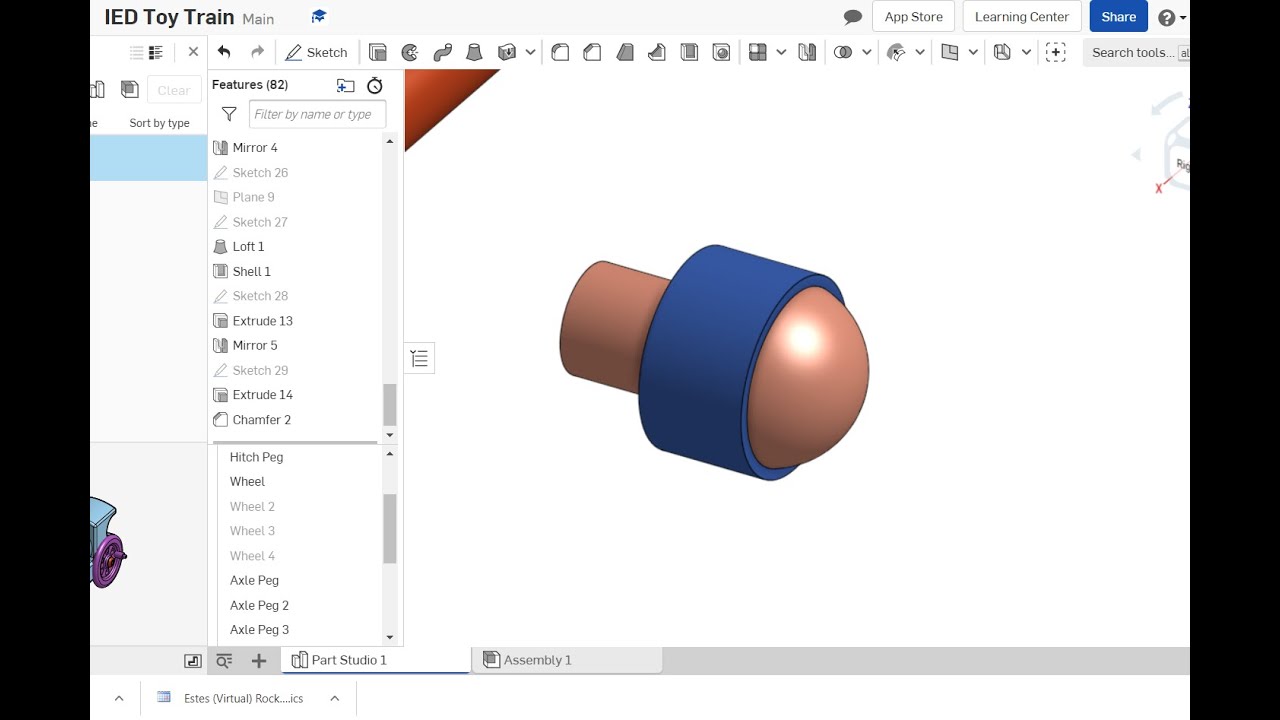 Hitch Magnet and Peg for Toy Train, Onshape - YouTube