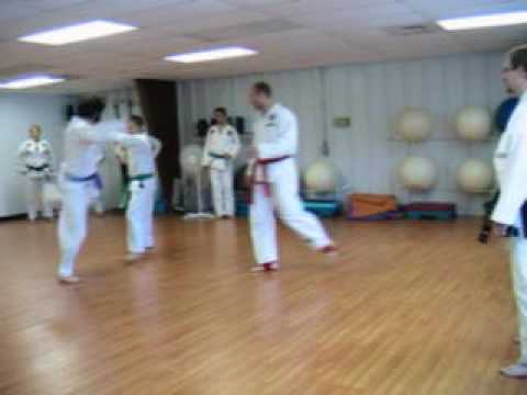 2 on 1 sparring; 2 against one fighting, kumite; Taekwondo, Karate ...