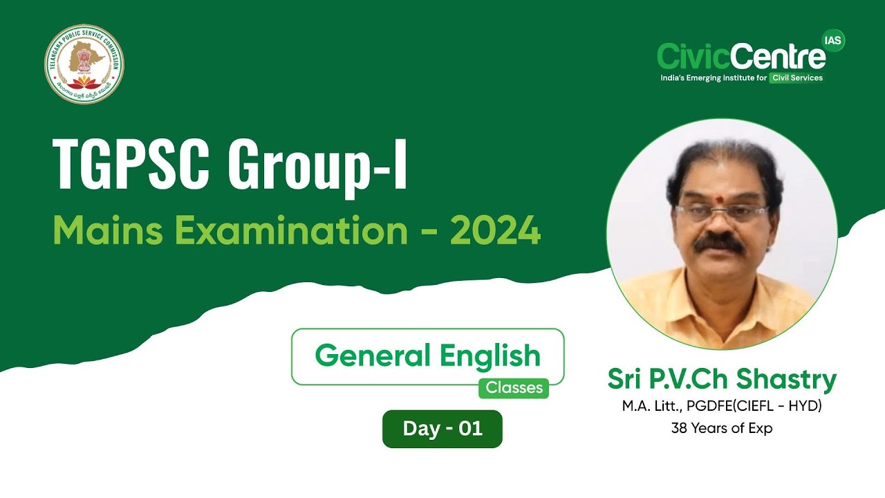 TGPSC Group-I Mains Examination - Free General English Classes Day - 1 ...