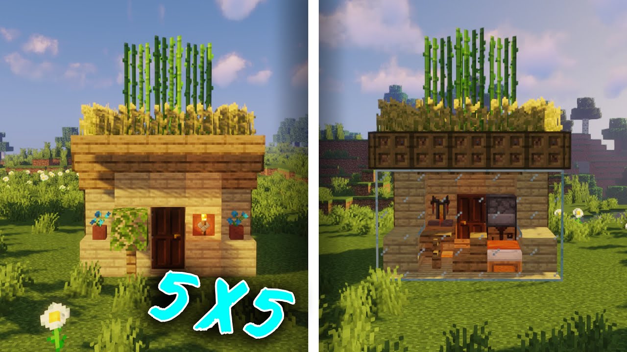 5x5 STARTER HOUSE in Minecraft House | HOW to build an easy HOUSE in ...