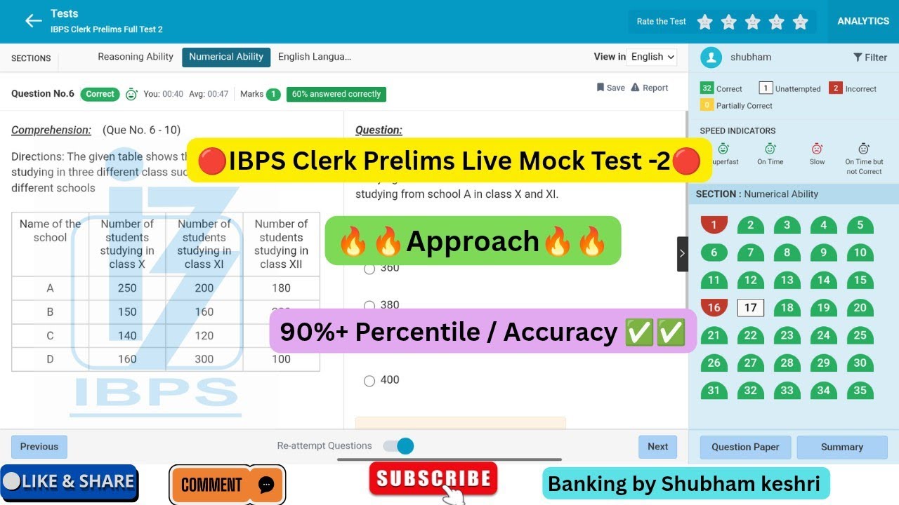 IBPS Clerk Prelims Live Mock Test | IBPS Clerk Exam 2025 | Full Length ...