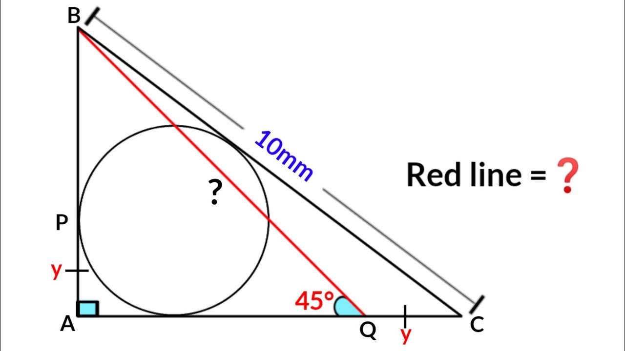 Can you find the length of the red line? | (Fun Geometry Problem) | # ...