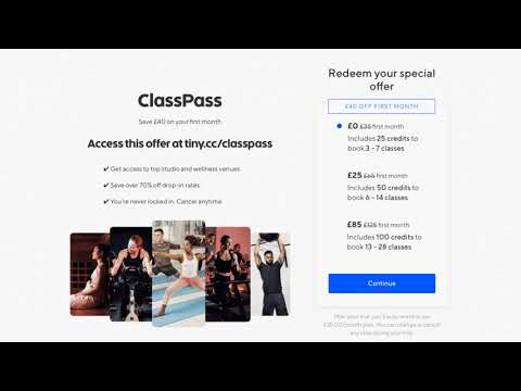 Classpass uk free 40 GBP off discount as a referral invite - ClassPass fitness app - YouTube