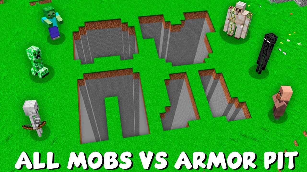 ALL MOBS vs ARMOR PITS in Minecraft ! ALL MOB SECRET PASSAGE BATTLE ...