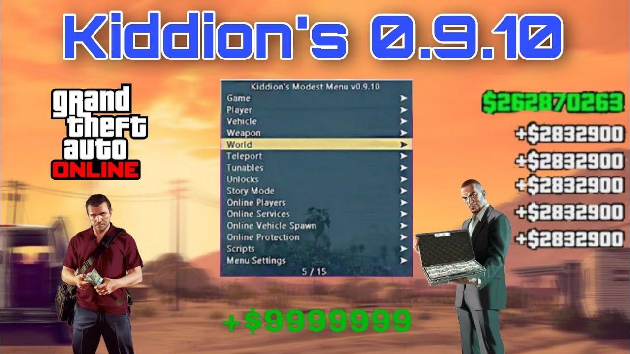 MOD MENU KIDDION'S 0.9.10 PC GTA 5 ONLINE = COMO INSTALAR Y USAR MEJOR ...