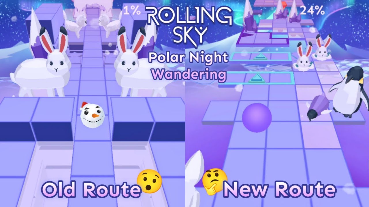 [Gameplay Comparison] Polar Night Wandering Old & New Route - Rolling Sky - YouTube
