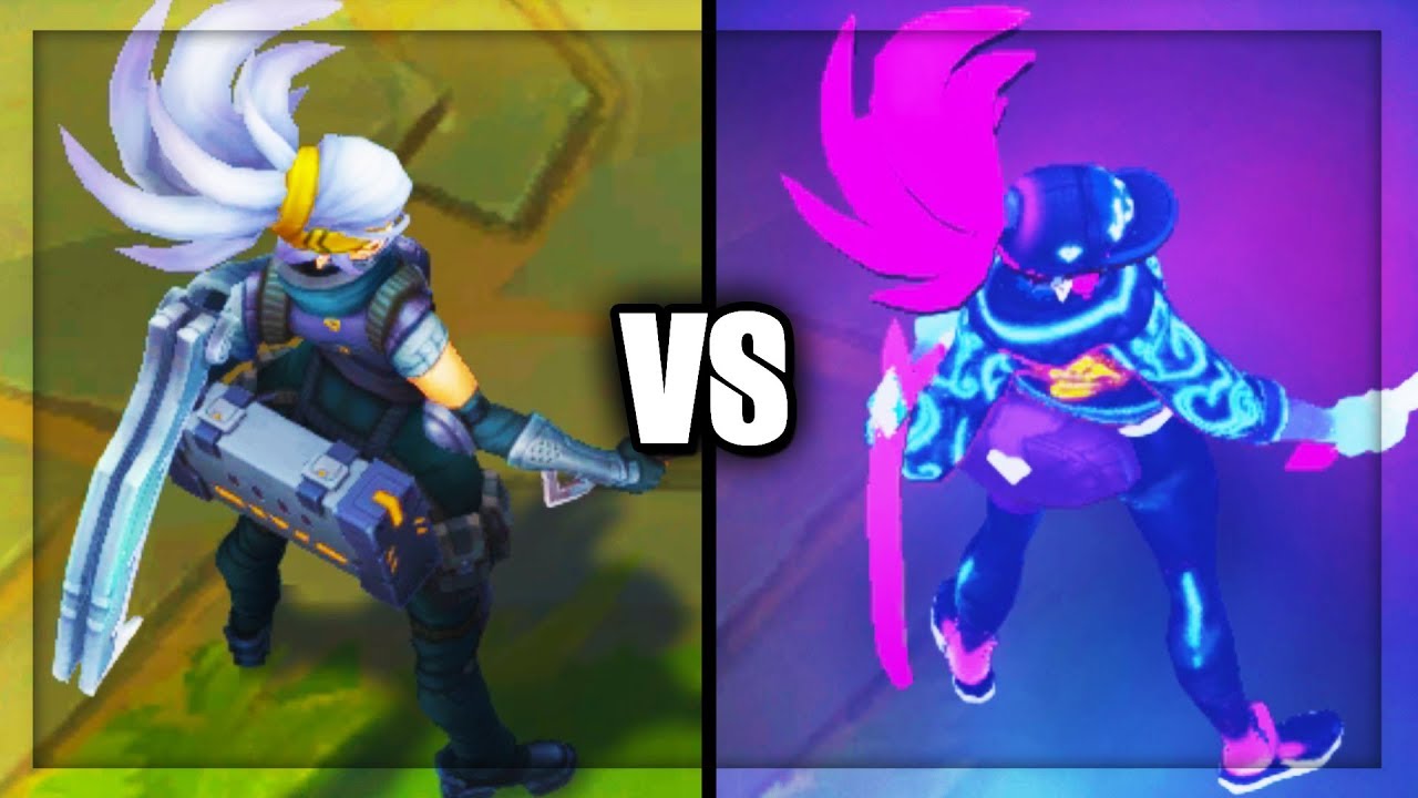 Neon KDA Akali vs Silverfang Akali Skins Comparison (League of Legends ...