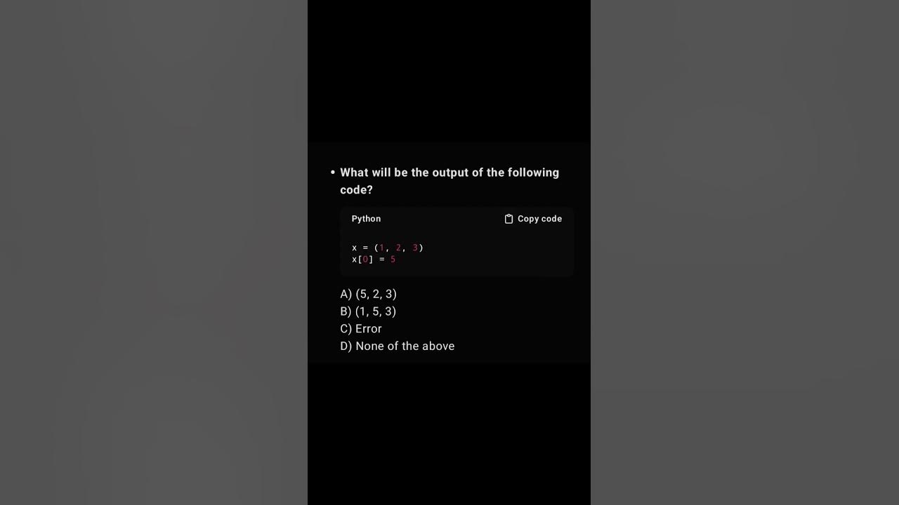 Python Coding Challenge Part 25 What Is The Output Of The Following Python Code Python