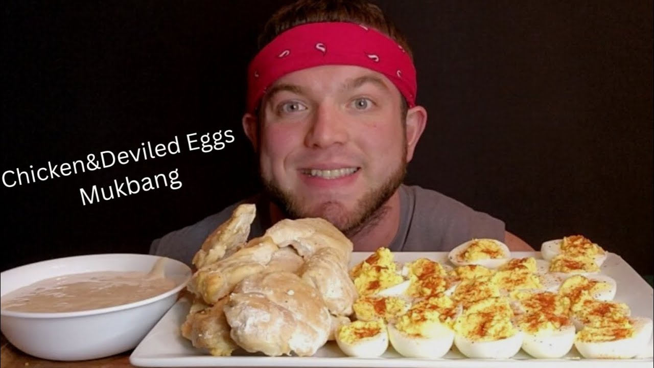 CHICKEN & DEVILED EGGS MUKBANG - YouTube