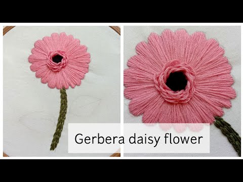 Gorgeous Gerbera daisy flower embroidery | basic embroidery tutorial for beginners