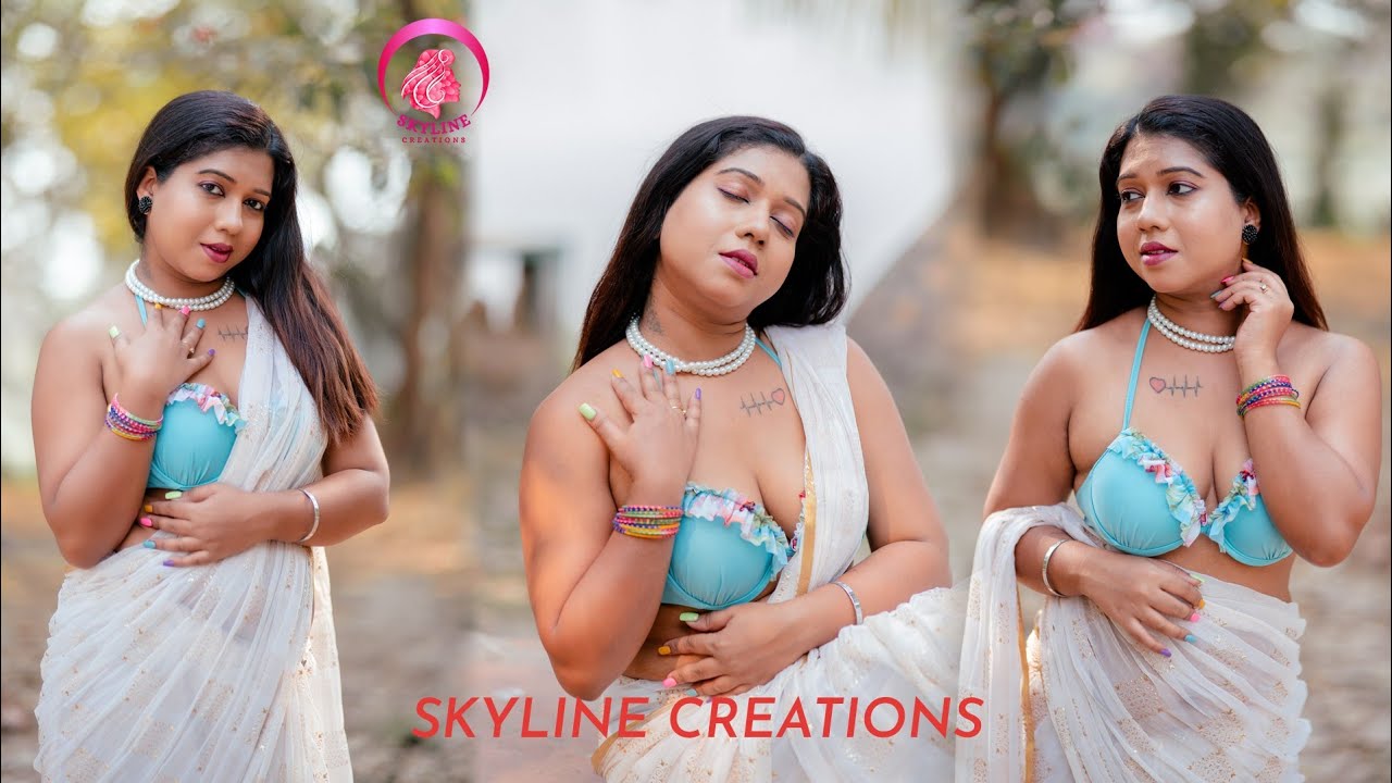 Ft. Debarati || White Chiffon Saree || Outdoor Saree Shoot || Skyline Creations || Saree Lover ️ ...