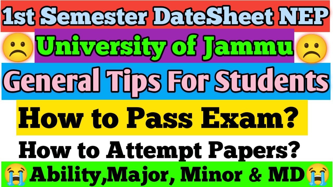 1st Semester NEP DateSheet & General Tips 2025 for Undergraduate ...