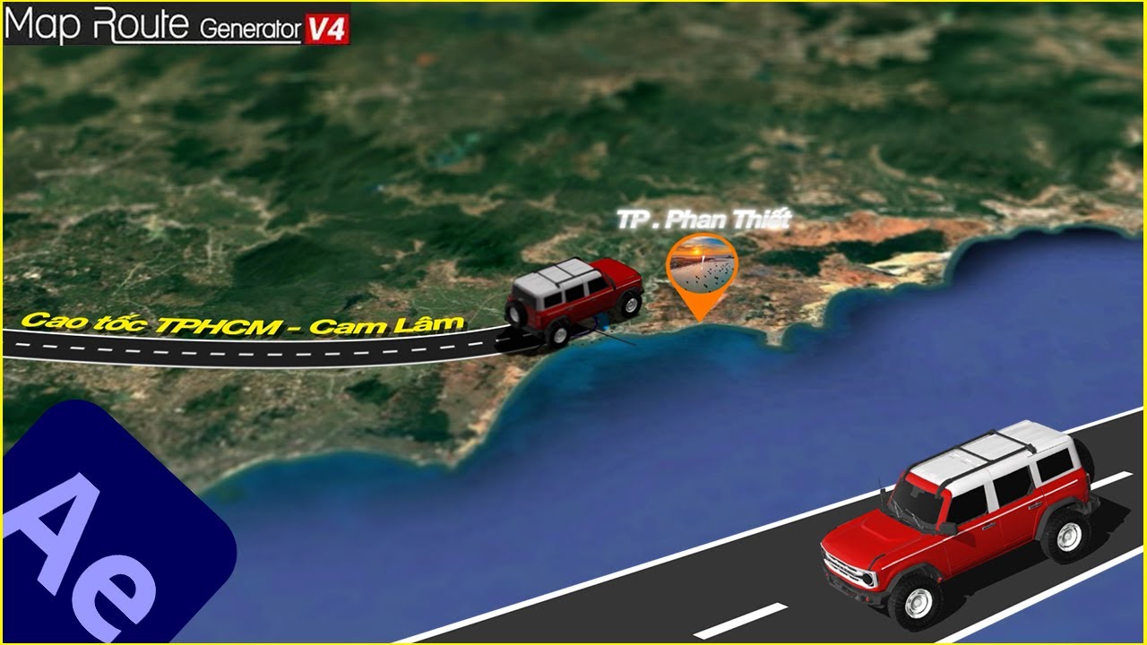 Hiệu ứng xe 3D di chuyển trên bản đồ (Map Route Generator V4) - Adobe After Effects - YouTube