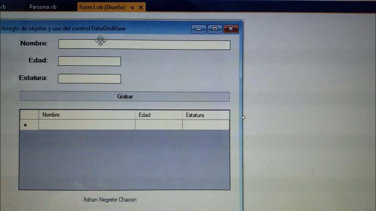 Práctica40 Arreglo de objetos y uso del control DataGridView - YouTube