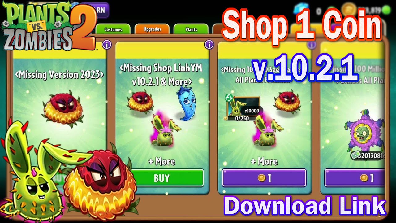 Pvz 2 LinhYM | Shop 1 Coin ( Free Shop ) - New Plants Bun Chi & Buzz ...
