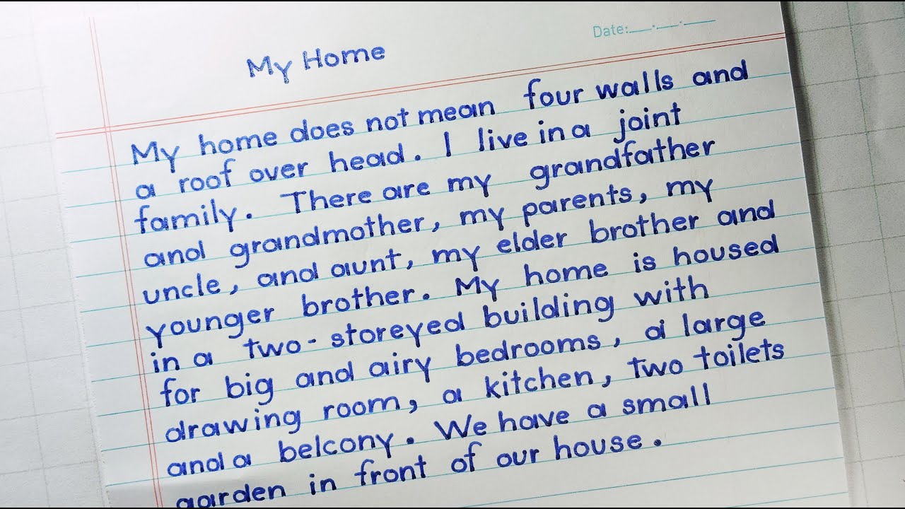 MY HOME Paragraph Writing | Improve Your Handwriting | Print Writing ...