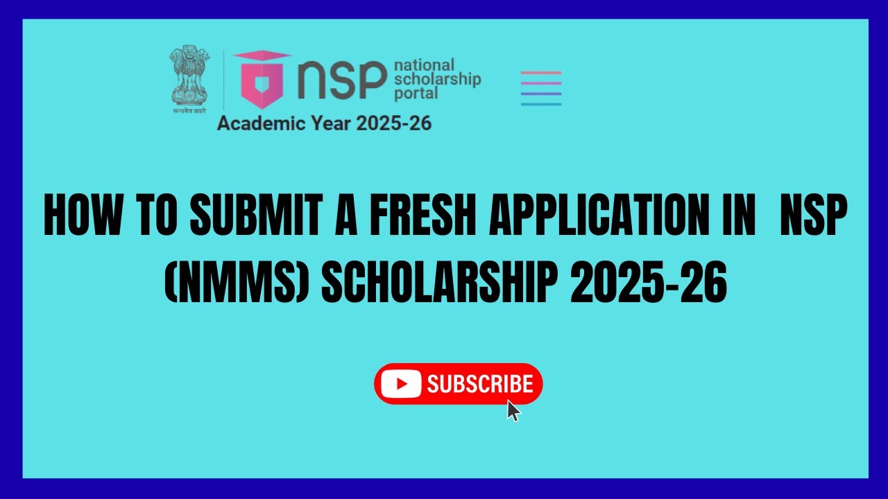 HOW TO SUBMIT A FRESH APPLICATION IN NSP (NMMS) SCHOLARSHIP 2025-26 ...