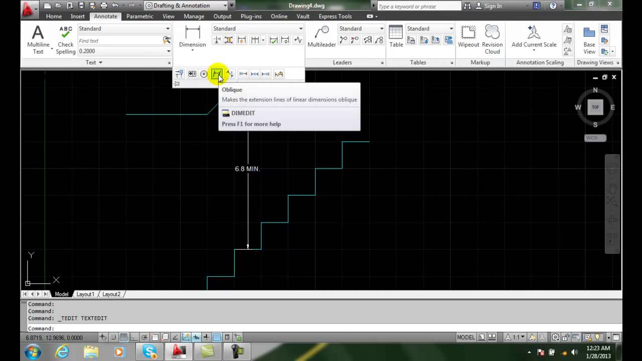 AutoCAD II 20-8 Using the DIMEDIT Command - YouTube