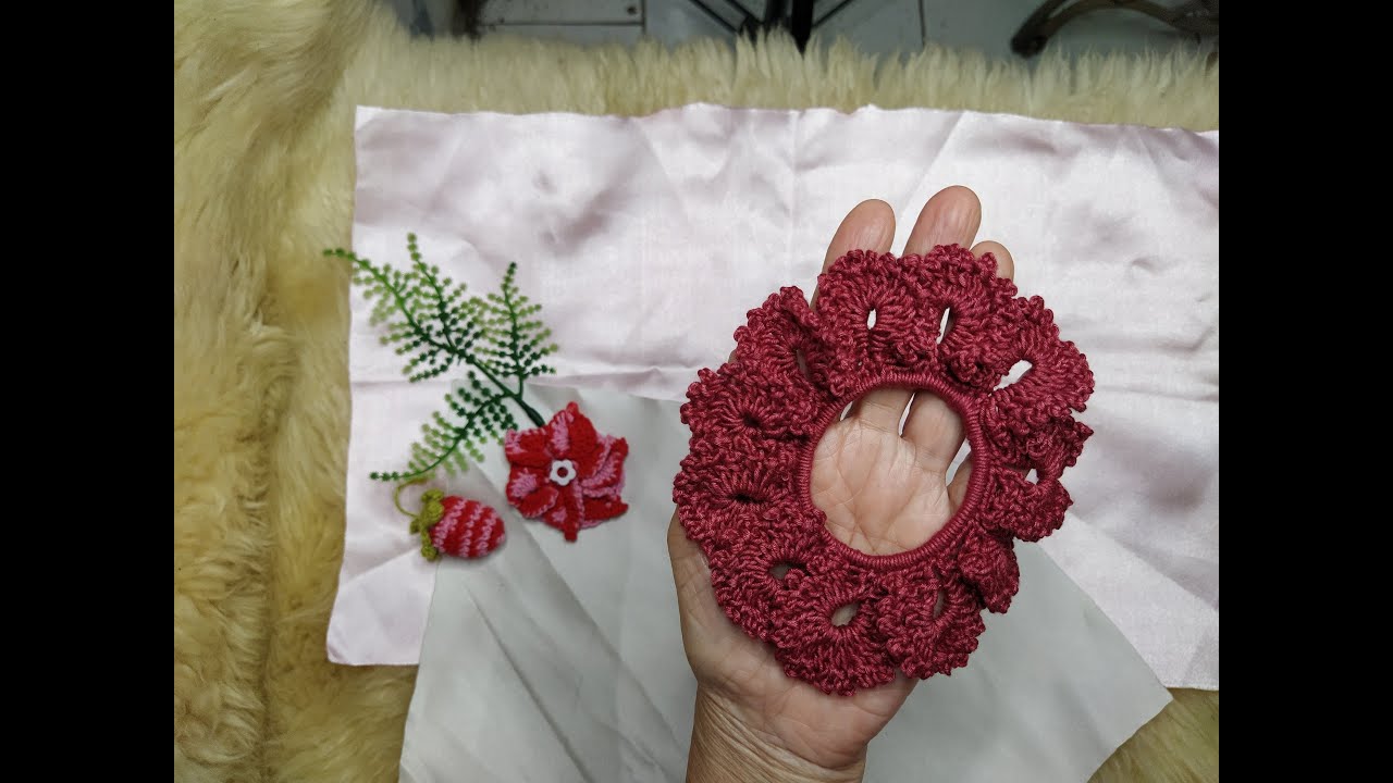 ikat rambut rajut/knitting hair tie craft - YouTube