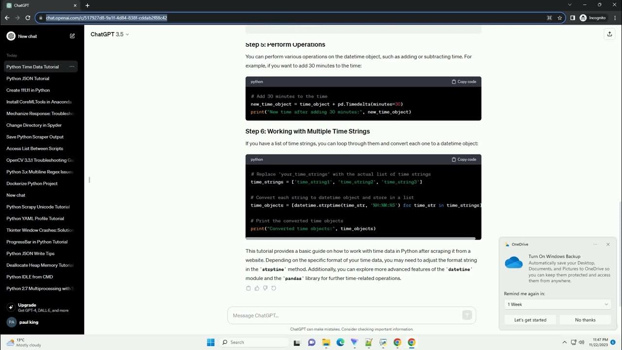 How can i use string of data showing times scraped from a table from a website in python - YouTube
