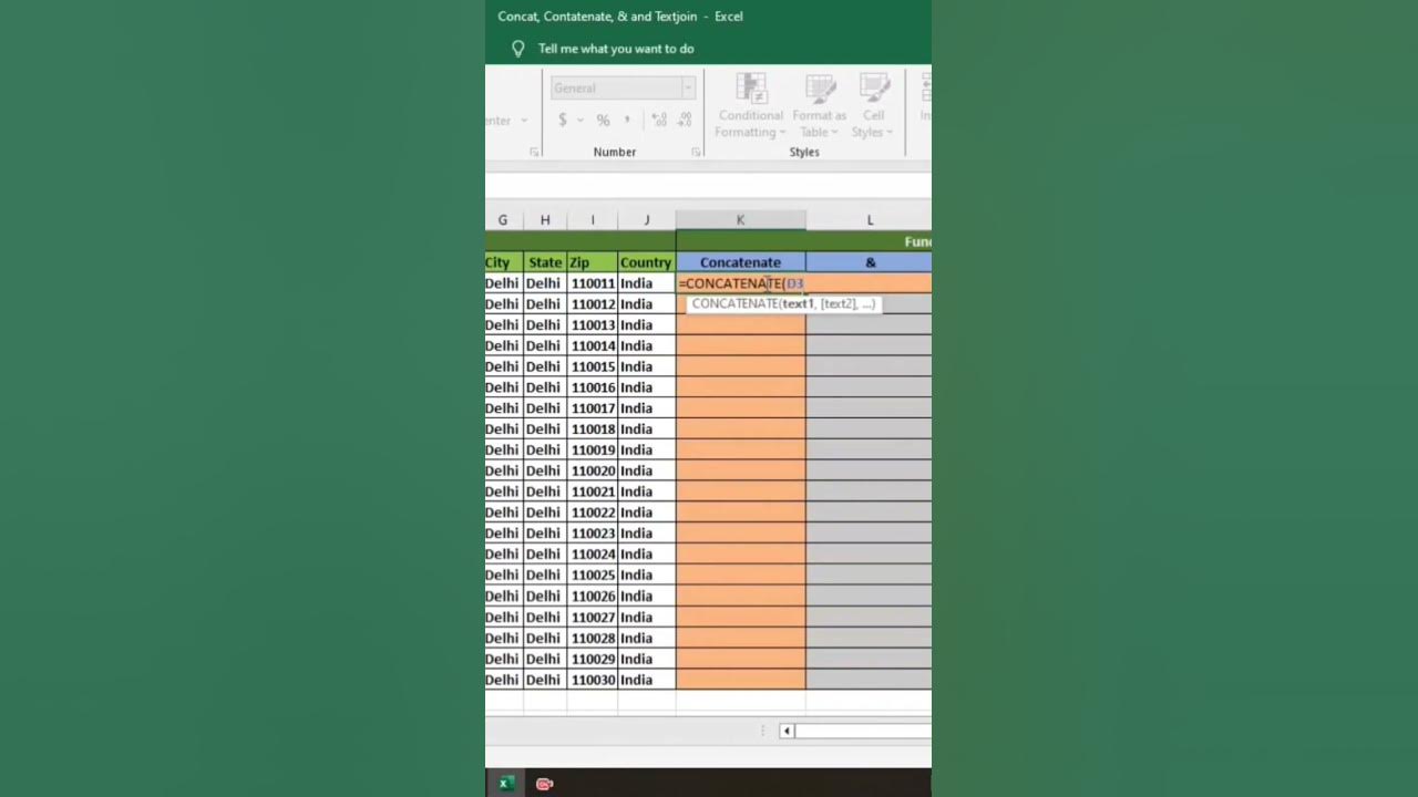 Concatenate Exceltech Excelformula Exceltips Excelworld Spreadsheetformula Youtube