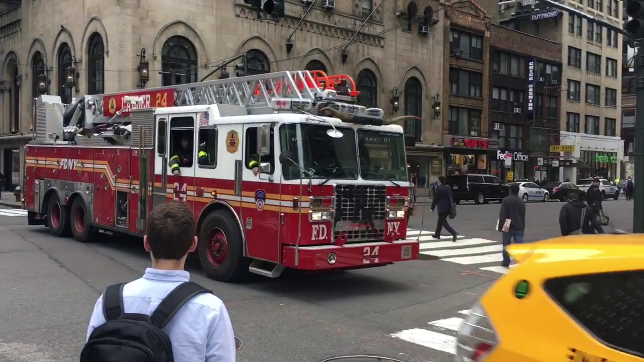 FDNY Ladder # 24 & Engine # 1 Responding - YouTube