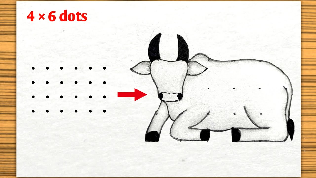 How to a cow from dots easy | Easy cow drawing | Cow rangoli | Mattu ...