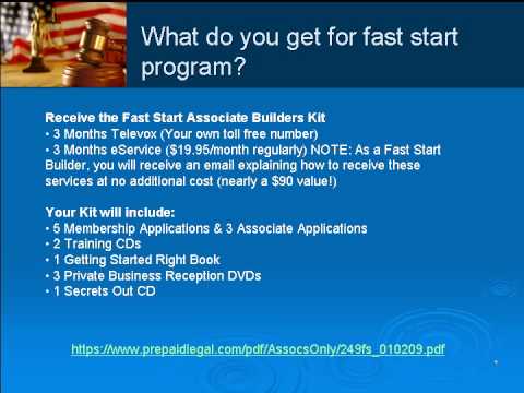 Pre Paid Legal - What do you get for fast start program? - YouTube