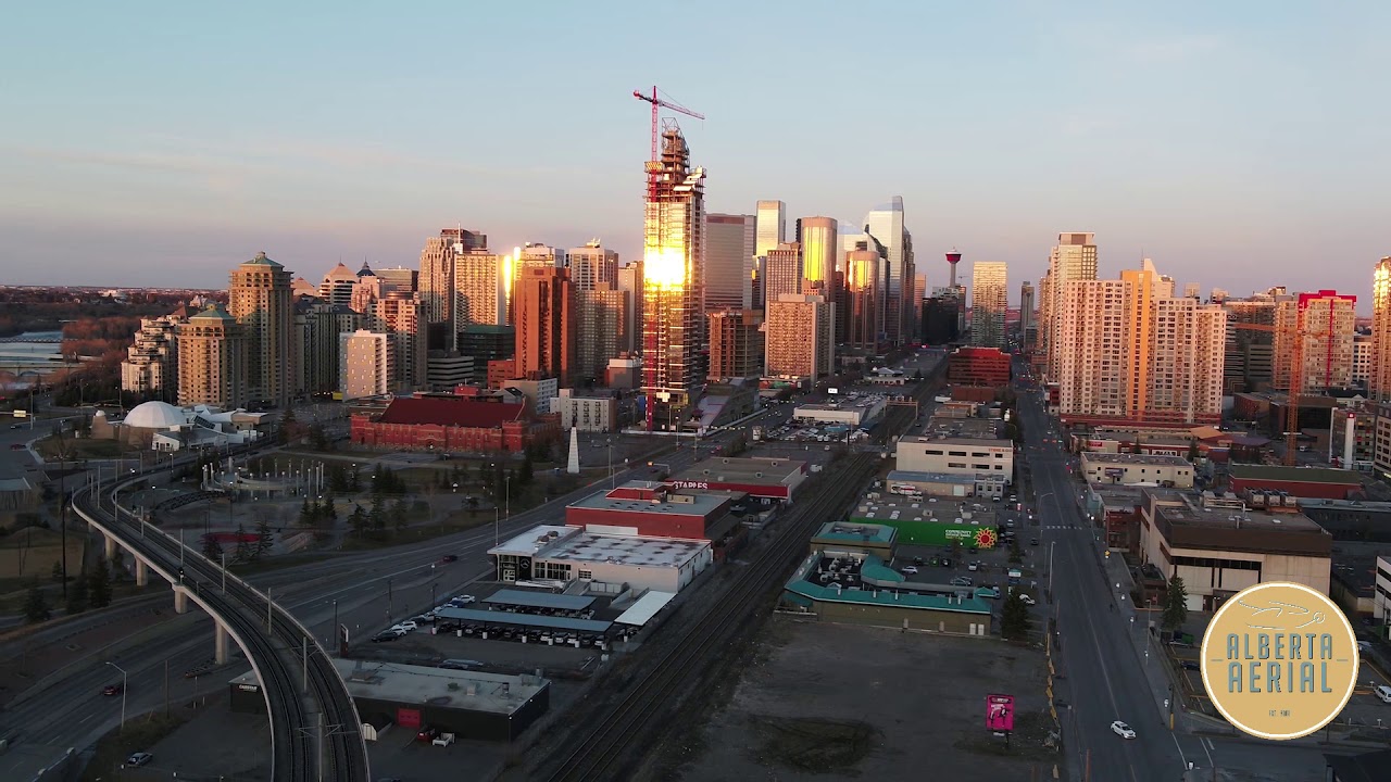 Aerial Calgary Downtown West Side 6 - YouTube