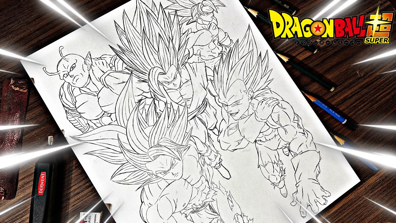 Desenhando o Goku Vegeta Gohan Piccolo e Broly - Esboço [ Dragon Ball ...