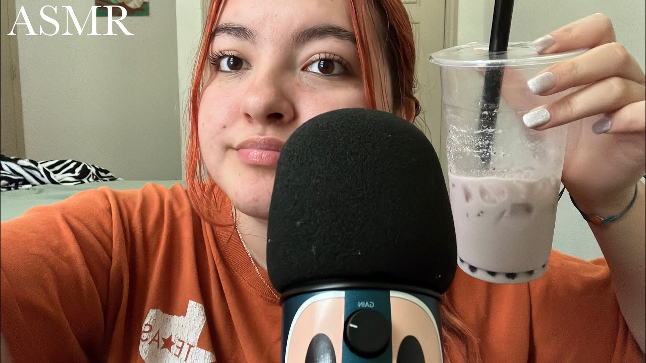 ASMR boba w/ rambling 🧋🫶🏼 *chewing sounds, whispers* - YouTube